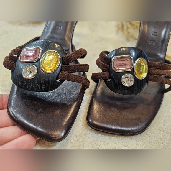 Celine | Shoes | Vintage Celine Boho Style Kitty Heel Sandal | Poshmark